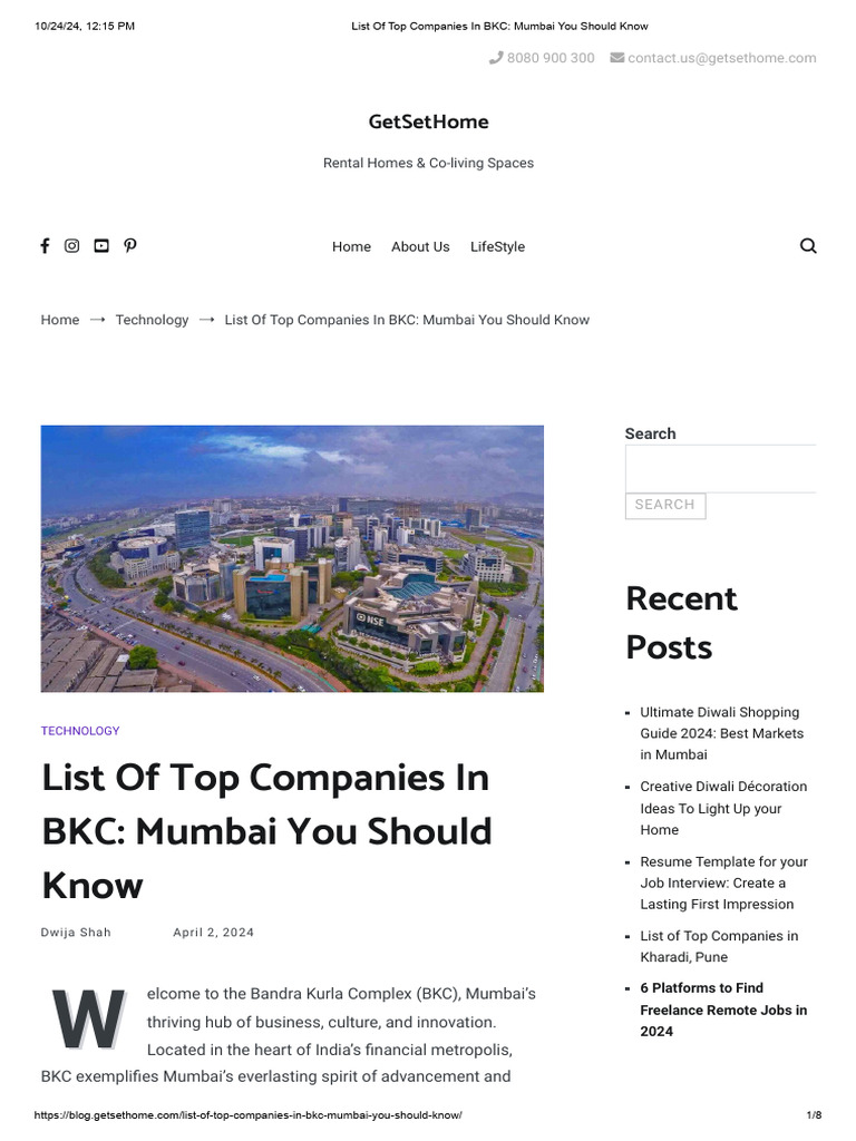 Top Companies in BKC, Mumbai | PDF | Mumbai | Delicatessen