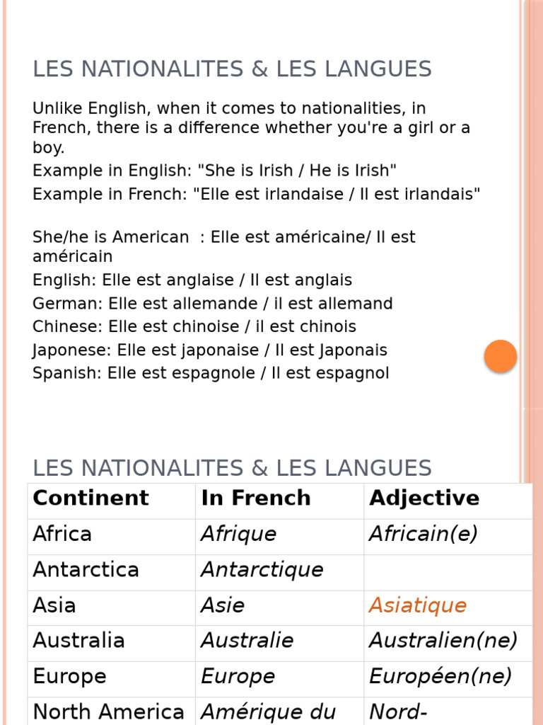 Les Nationalites & Les Langues | PDF | Langue anglaise | Linguistique