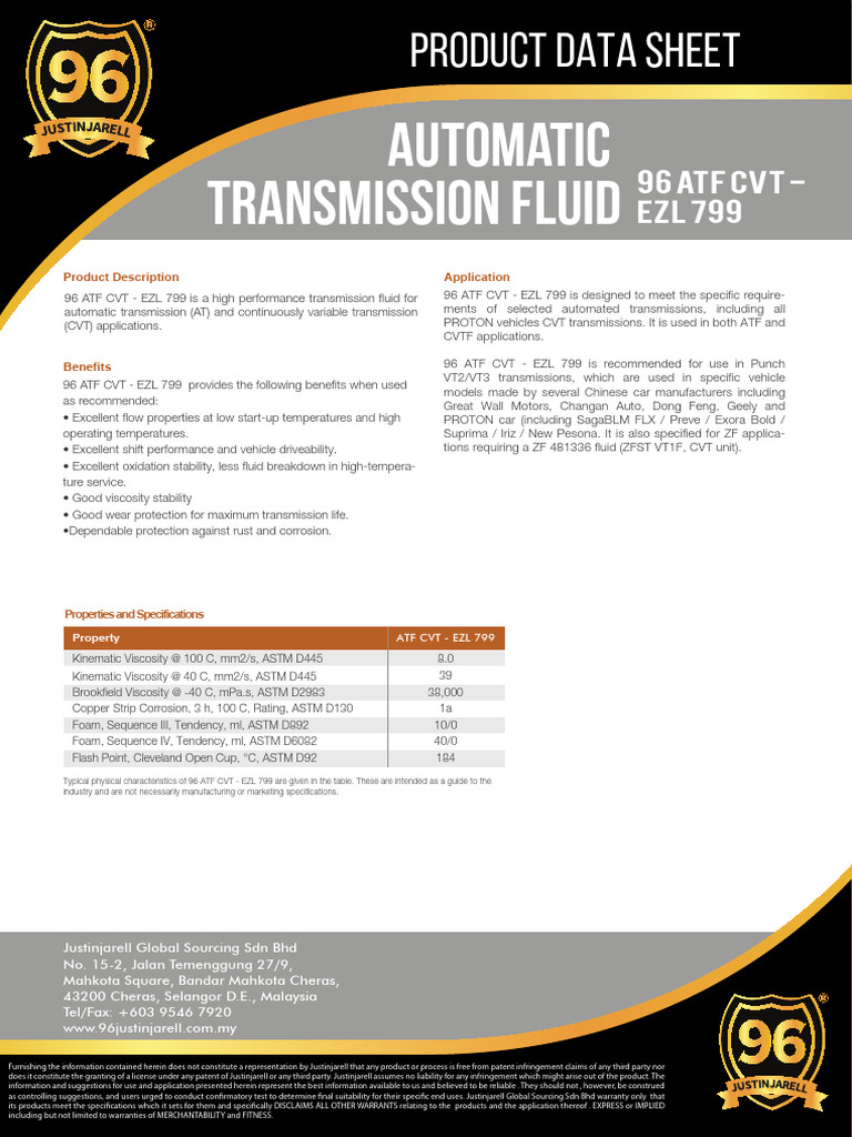 High-Performance ATF CVT Fluid | PDF | Viscosity