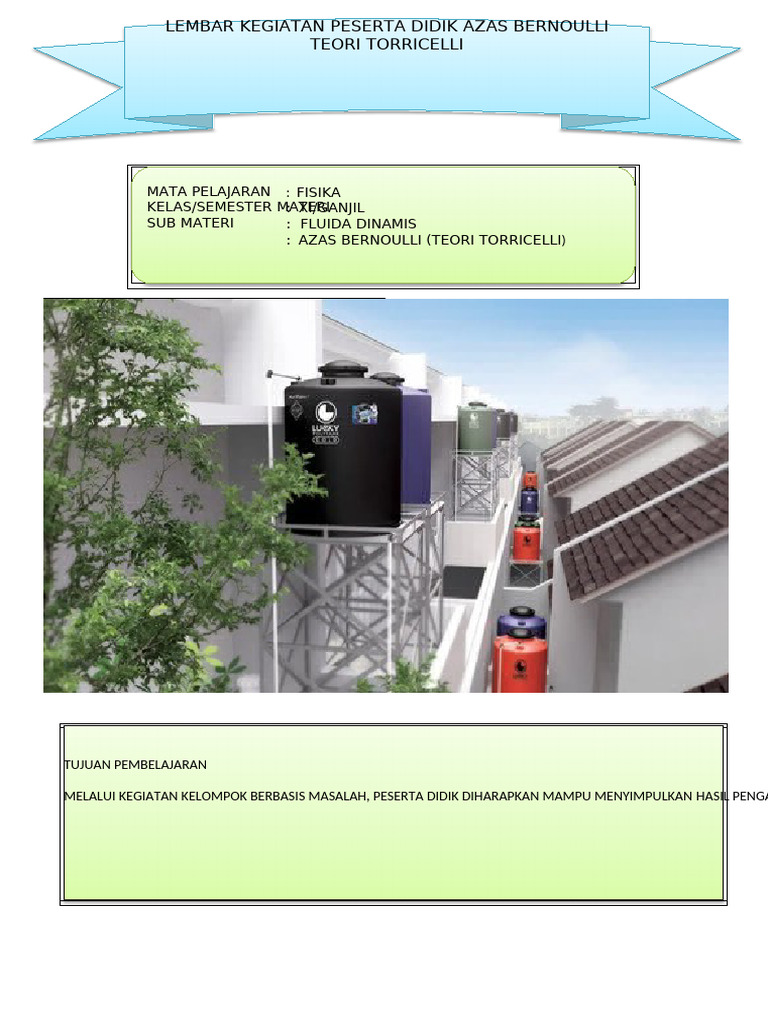 4.4 LKPD Asas Bernoulli (Teori Torricelli) | PDF
