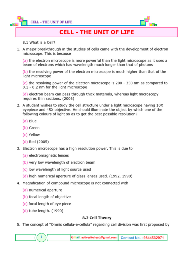 Cell - The Unit of Life | PDF | Endoplasmic Reticulum | Cell (Biology)