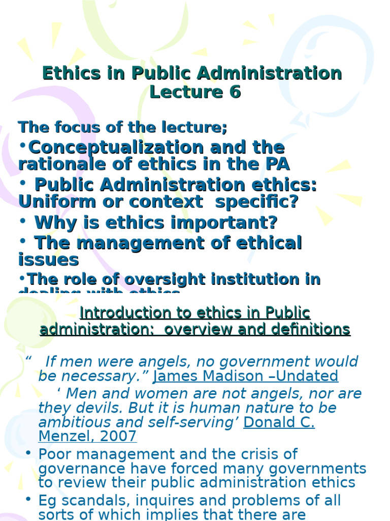6 Topic Sixpublic Service Ethics - PPT Lecture 6 | PDF | Integrity ...