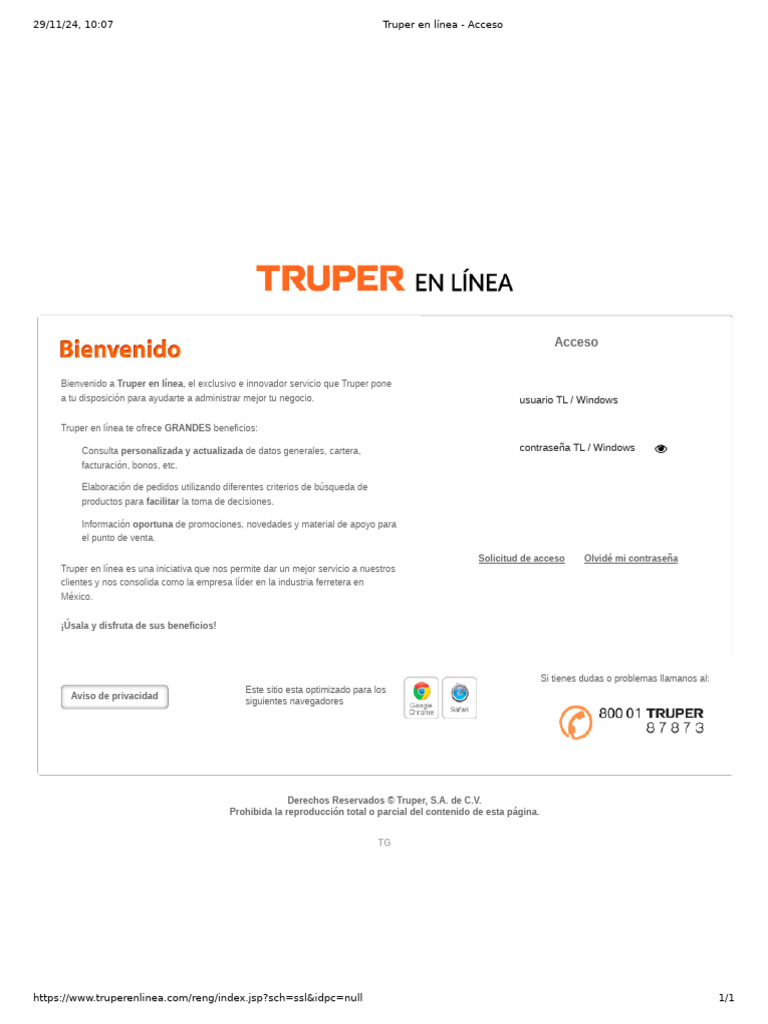 Acceso a Truper en Línea | PDF