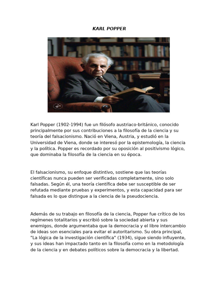 Karl Popper: Falsacionismo y Democracia | PDF