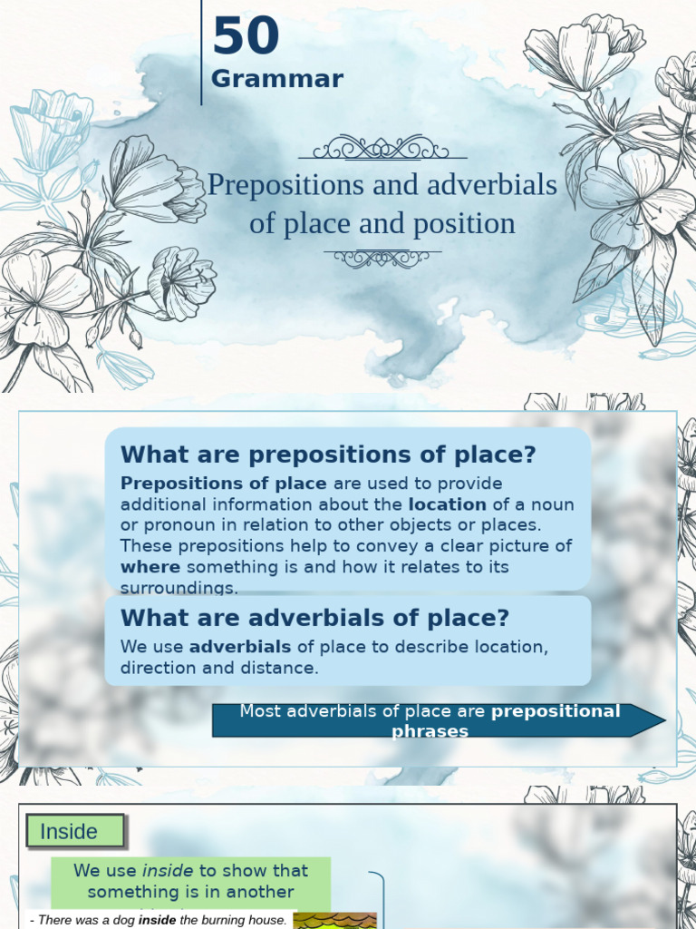 Understanding Prepositions of Place | PDF | Preposition And ...