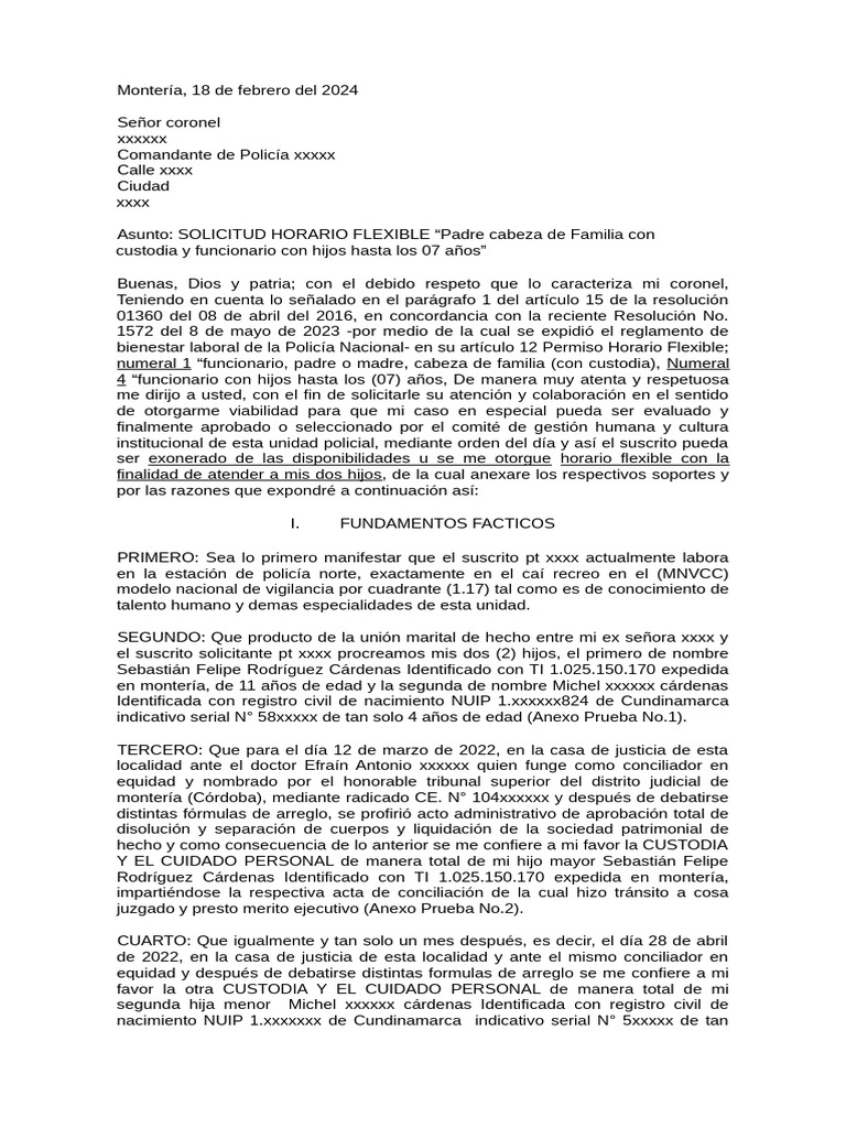 Solicitud Horario Flexible y Disponibilidad | PDF | Derechos de los ...