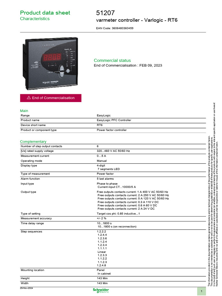 Varmeter Controller - Varlogic - RT6 - DATASHEET | PDF | Alternating ...