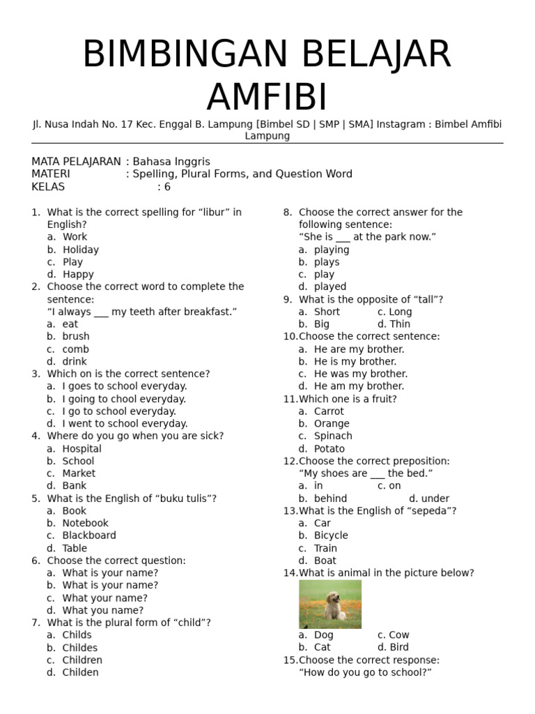 Modul English Kelas 6 (Minggu Ke-2 Oktober 2024) | PDF | Linguistics