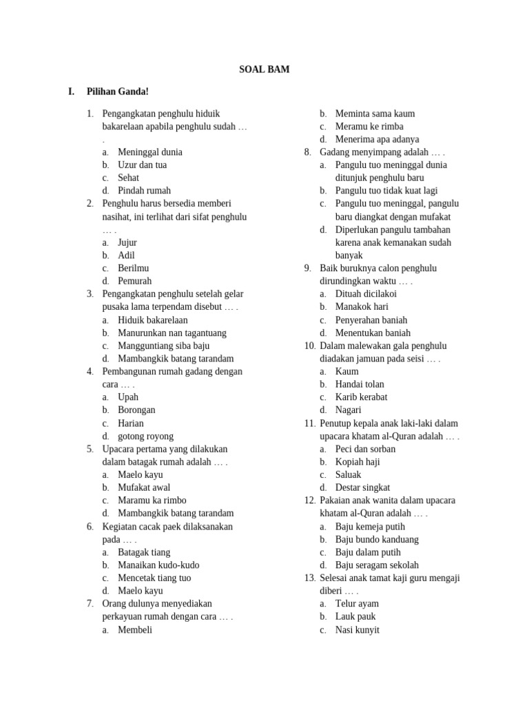 Soal Bam | PDF