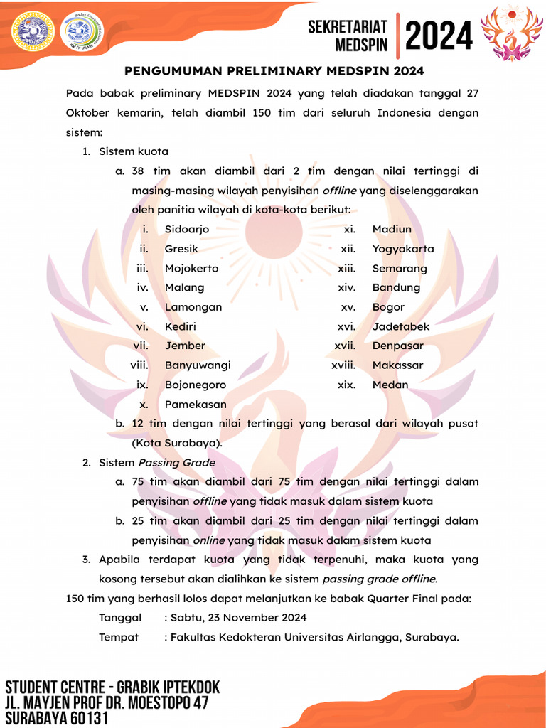 Pengumuman Preliminary Medspin 2024 | PDF