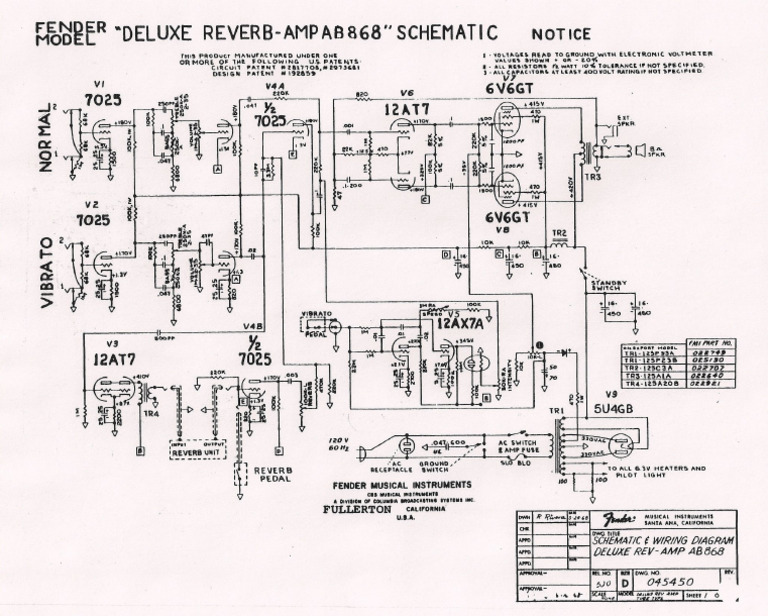 Deluxe Reverb AB868 Schematic | PDF