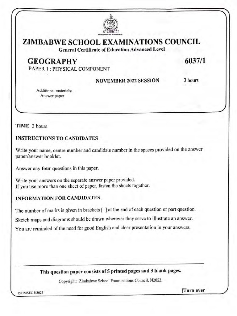 A Levels Geography 2022 Pdf