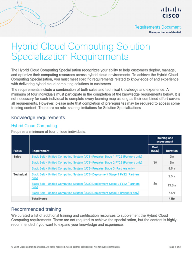 Hybrid Cloud Computing Solution Specialization Requirements | PDF ...