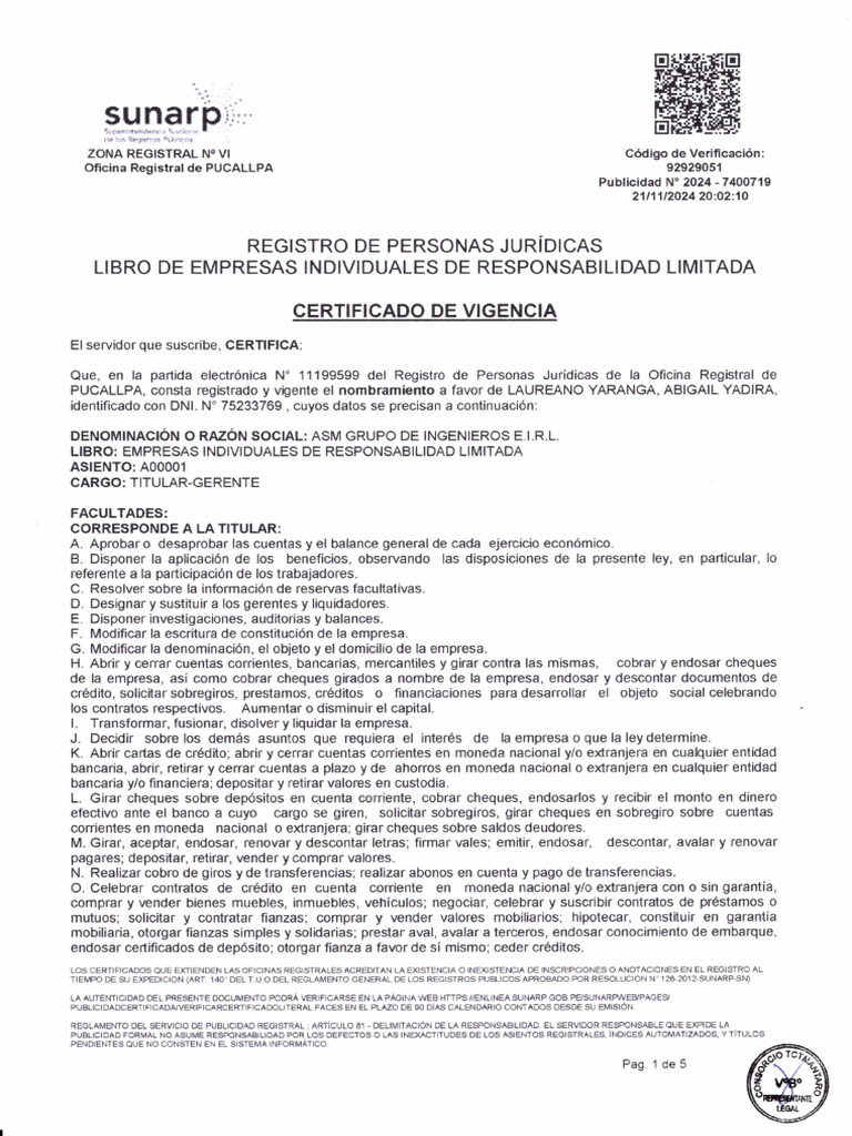 Certificado de Vigencia | PDF