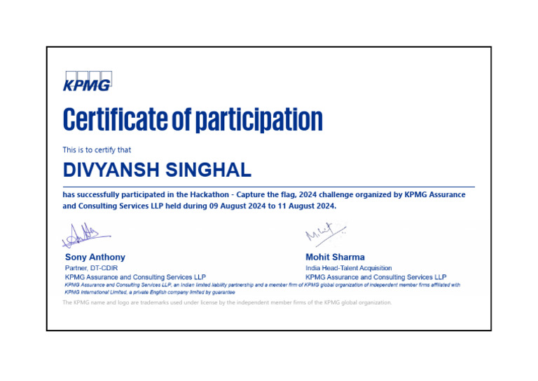 Hackthon - Capture The Flag, Certificate | PDF