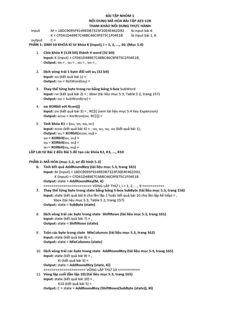 Bài tập - nhóm AES | PDF