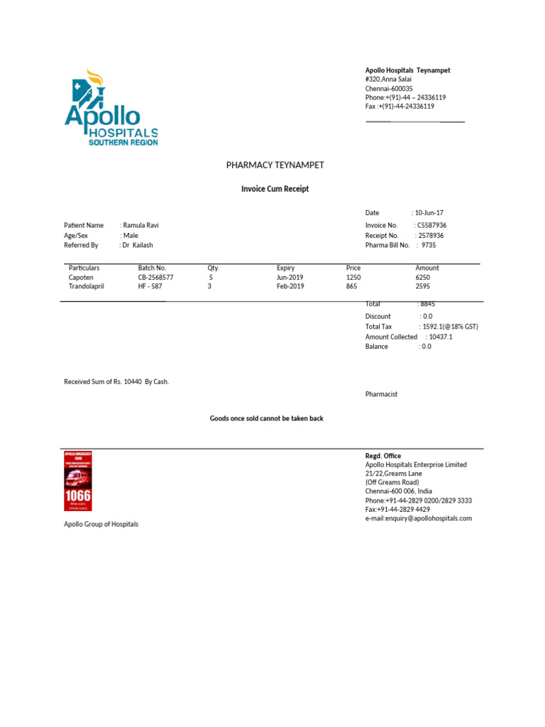 Medical Bill Rajesh | PDF | Business Documents | Accounting