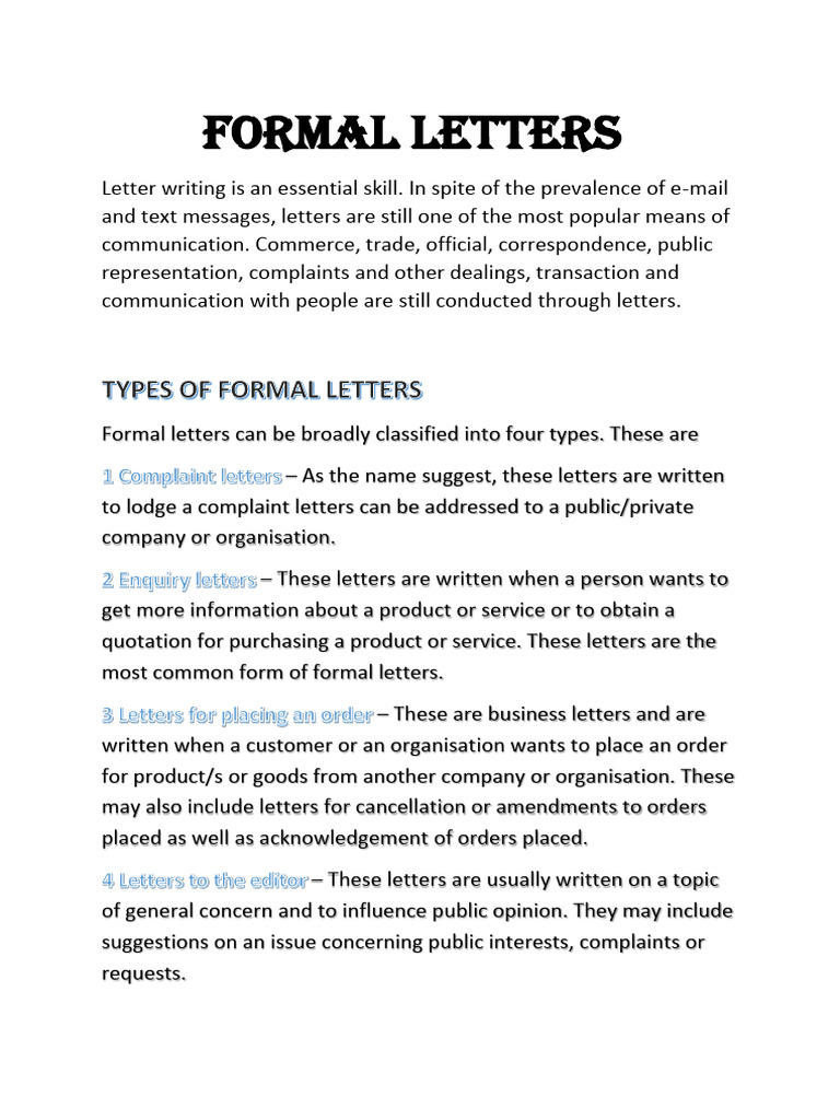 Guide to Writing Formal Letters | PDF