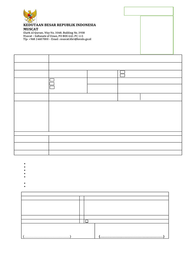 Form Pengajuan Paspor Yaman | PDF