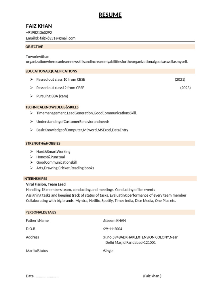 Faiz Resume | PDF