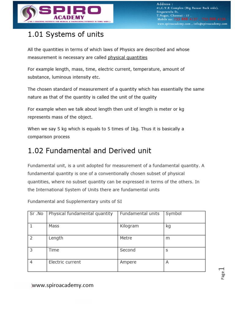 units | PDF | Significant Figures | International System Of Units