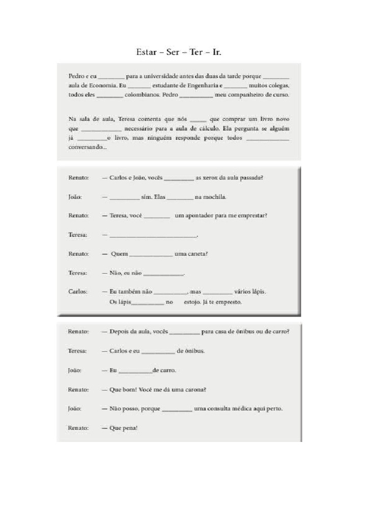 Ser Estar Ter Ir | PDF