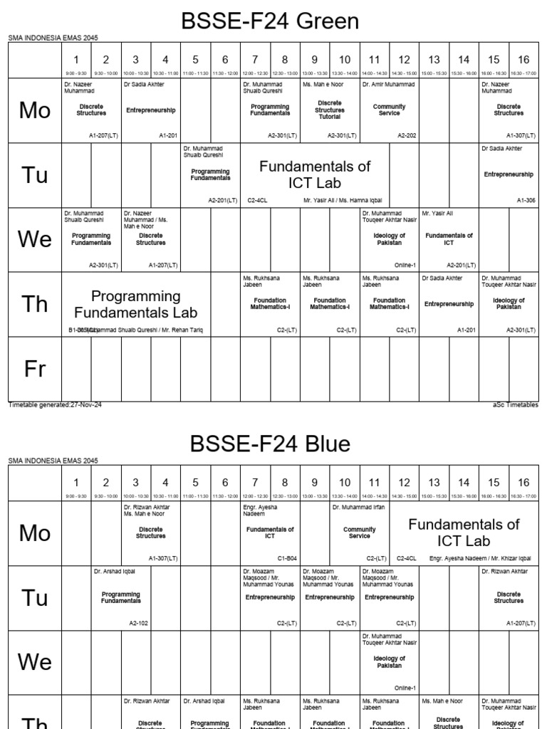 Fall 2024 Class Timetable V7.5 | PDF