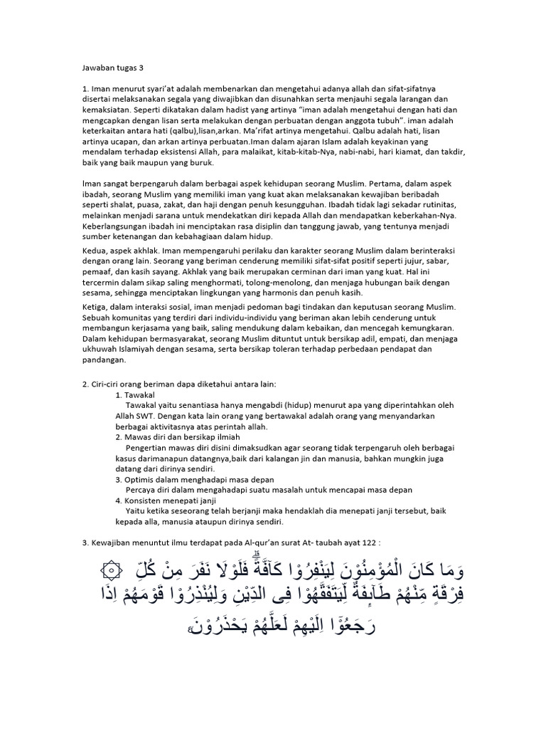 Jawaban Tugas Pendidikan Agama Islam | PDF