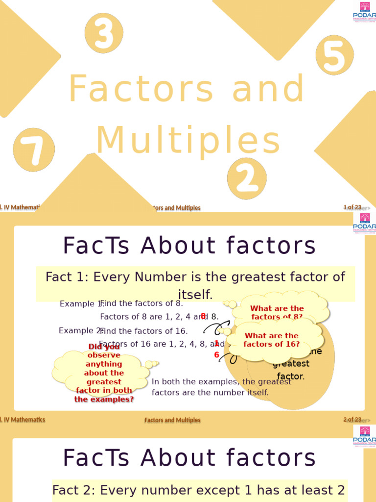 PPT2 CB IV Math Factors and Multiples | PDF | Mathematics