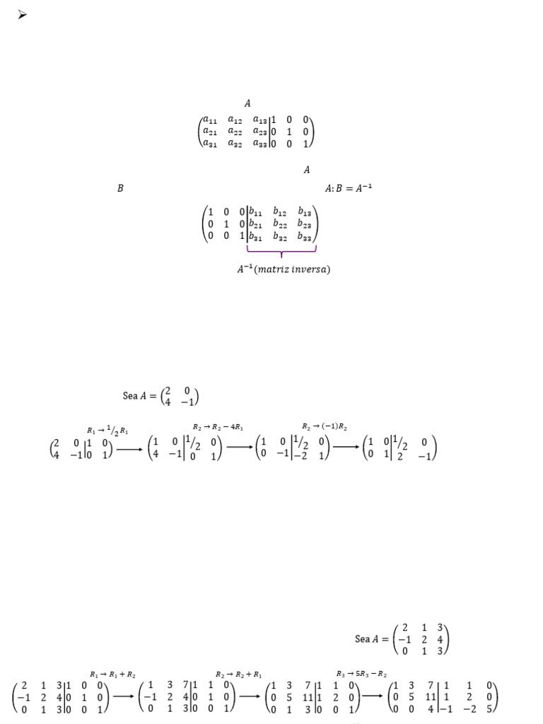 Método de Gauss-Jordán para Matrices Inversas | PDF | Ecuaciones | Sistema de ecuaciones lineales