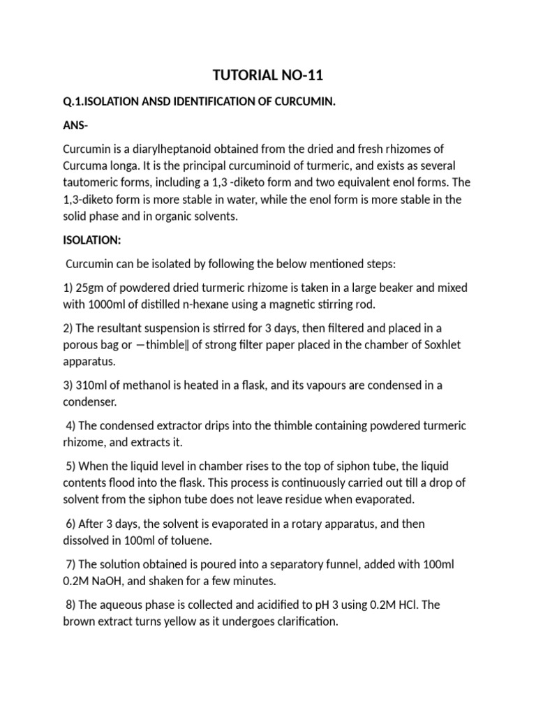 Tutorial No 11 | PDF | Solvent | Chemistry