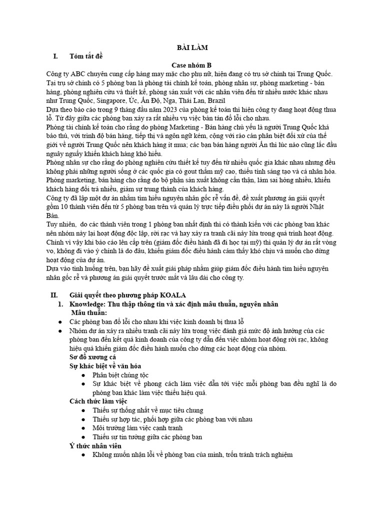 Giải Case nhóm B FINAL docs | PDF