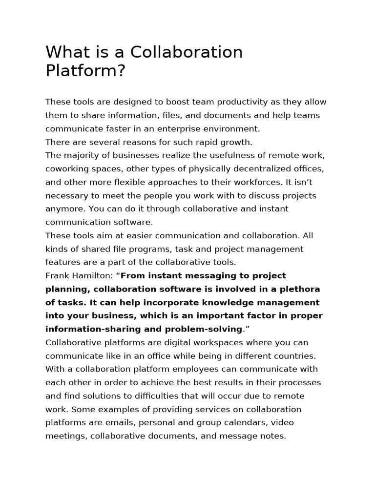 What Is A Collaboration Platform? | PDF | Collaboration | Computing