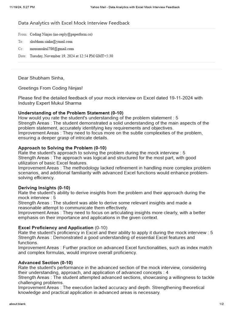 Interview Review 2 Pdf Insight Microsoft Excel