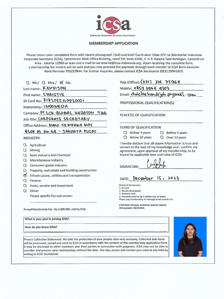 Form ICSA Christie | PDF