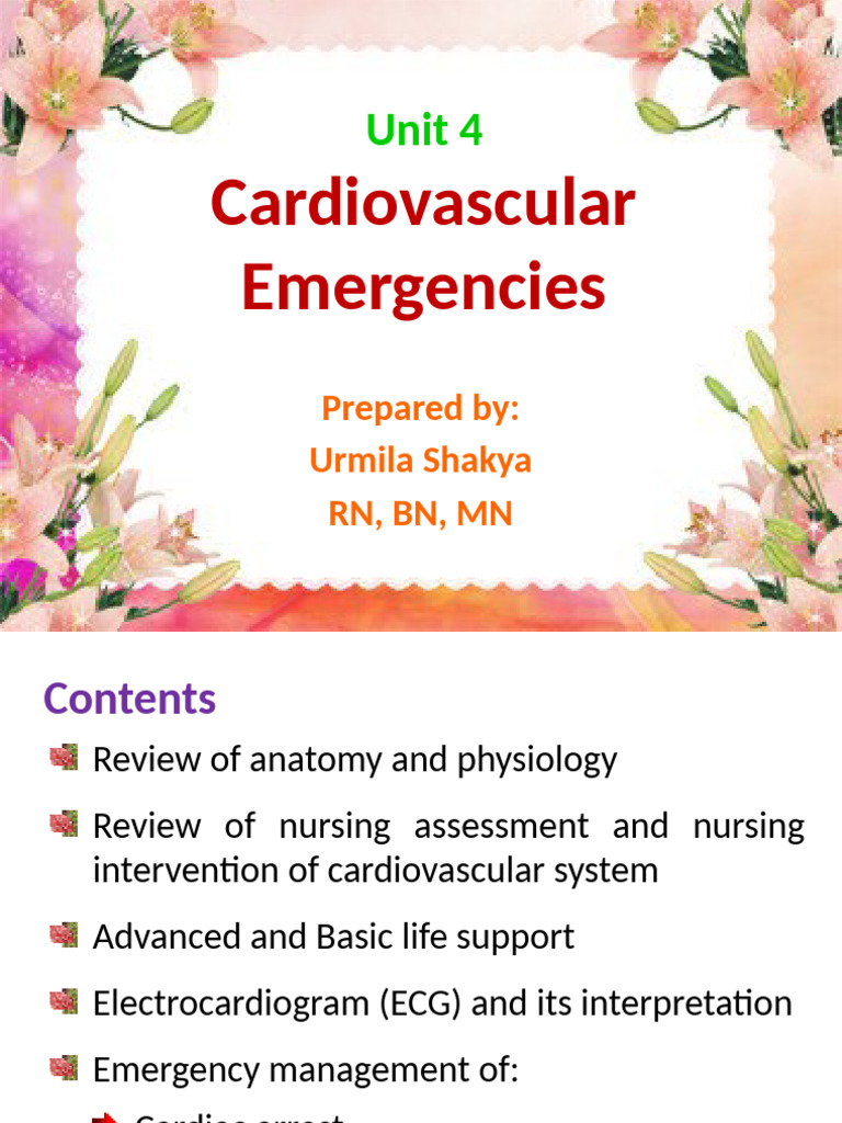 Cardiovascular Emergencies Overview | PDF | Myocardial Infarction ...