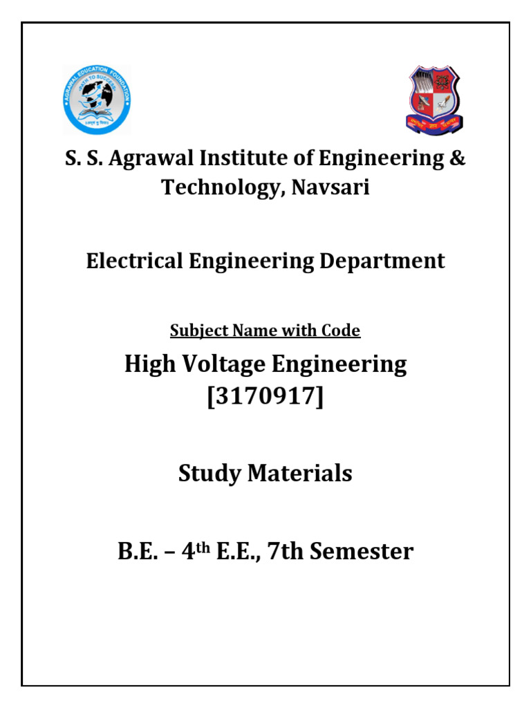 Study Material Hve (3170917) | PDF | Electrical Breakdown | Capacitor