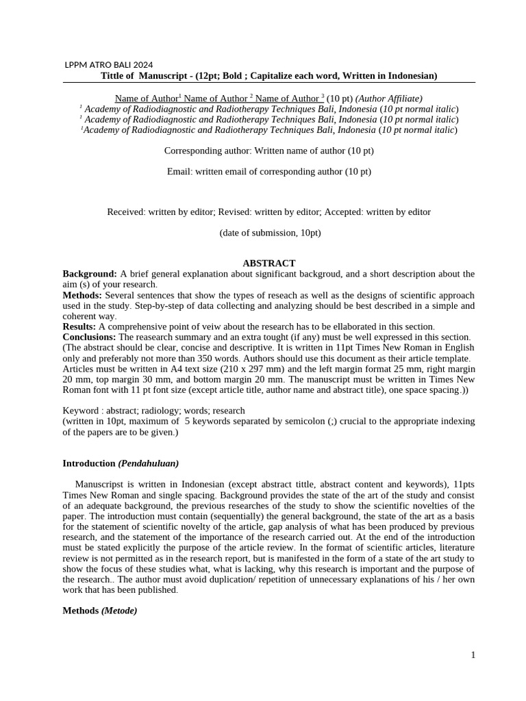 Template Article ATRO Bali 2024 | PDF | Data