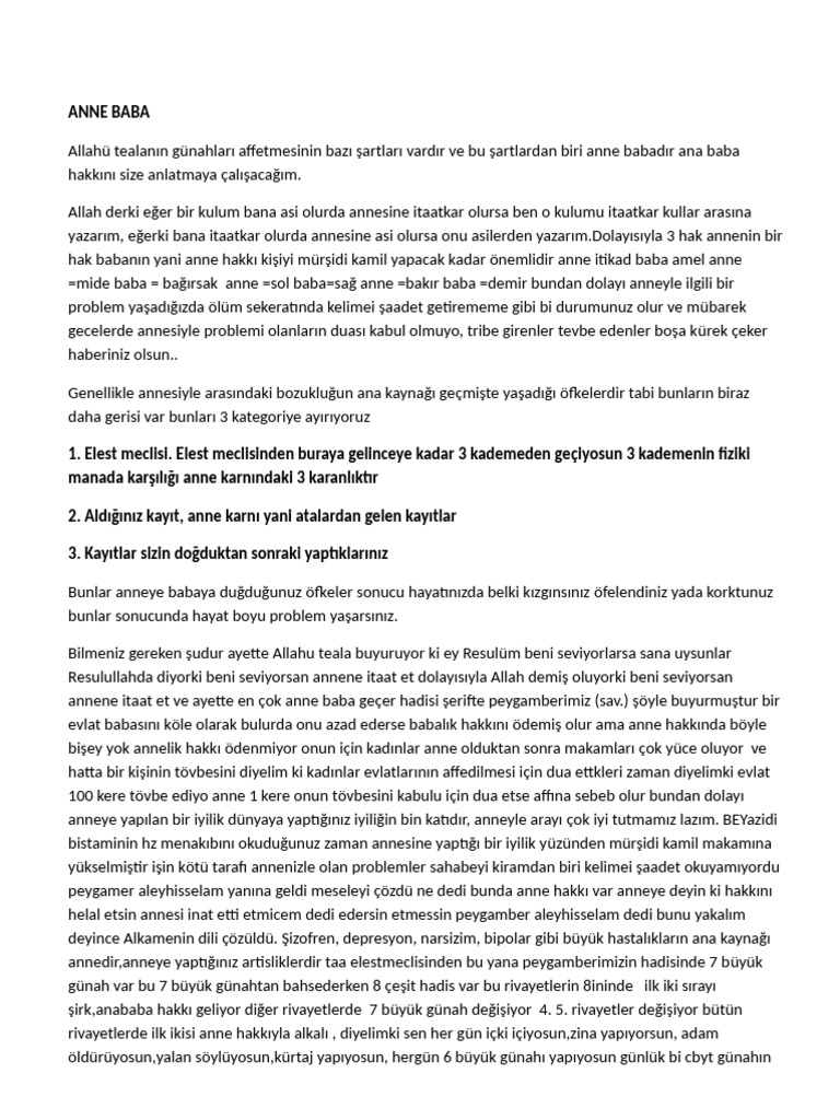 Anne Baba Konusu | PDF