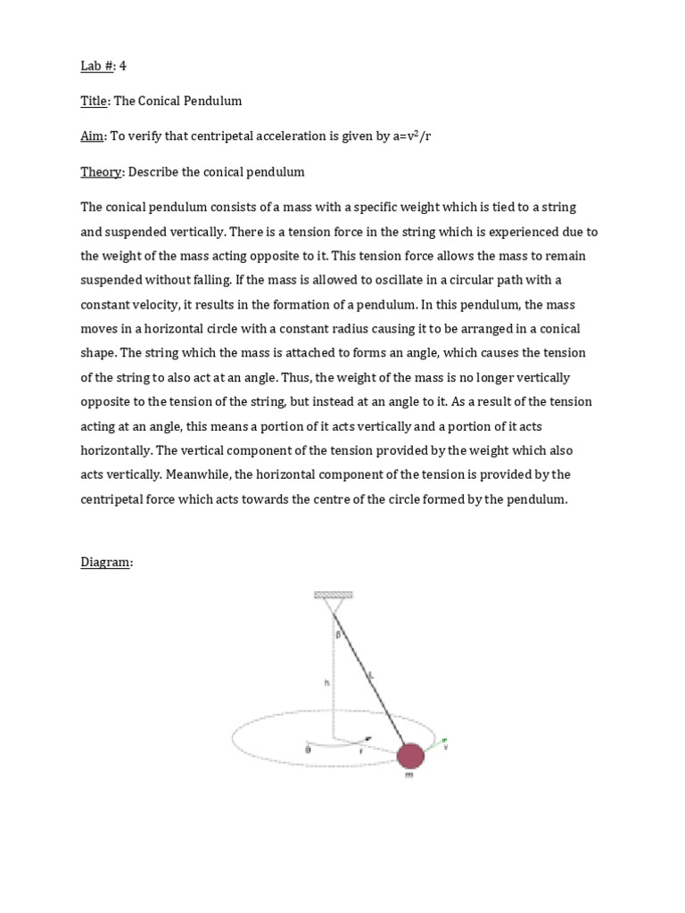 Physics Lab #4 Conical Pendulum | PDF | Acceleration | Pendulum