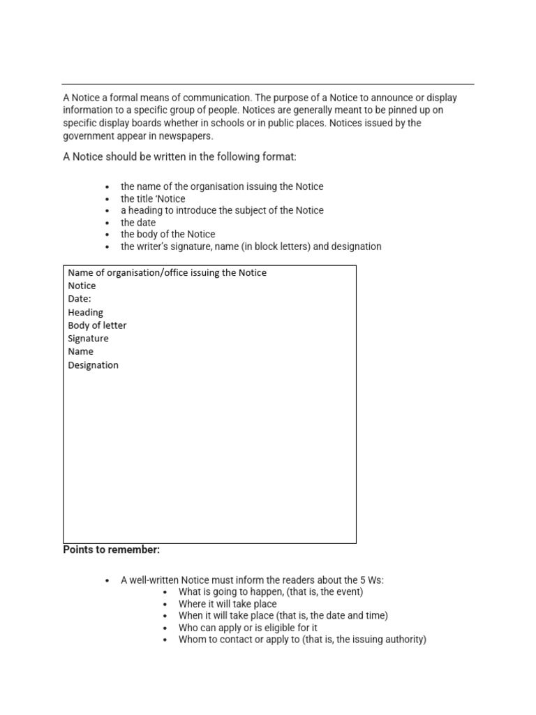 Class 8 Notice Writing | PDF | Grammar