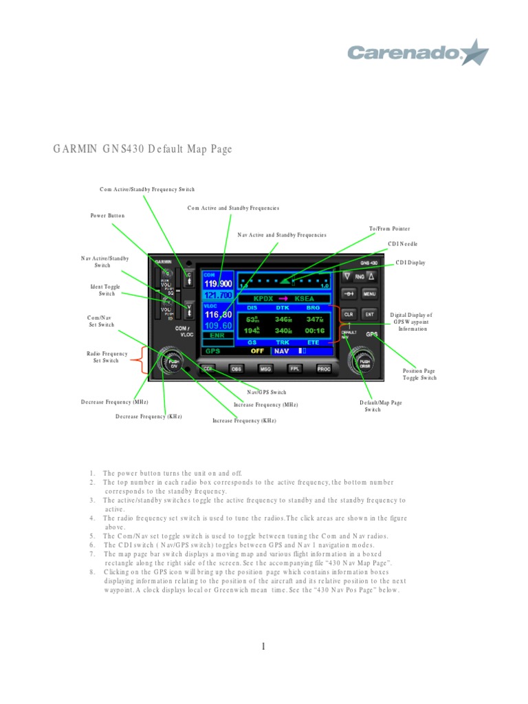 Carenado GNS430 Users Guide | PDF | Map | Global Positioning System