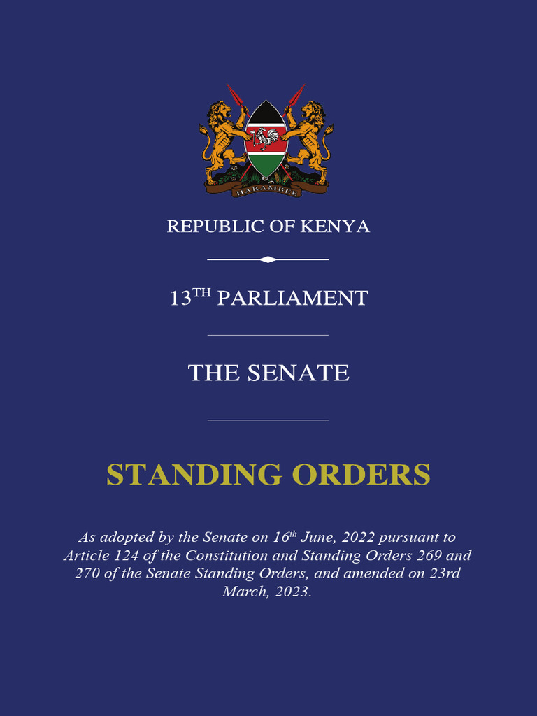 SENATE STANDING ORDERS - 2023 REVISION III | PDF | United States Senate ...