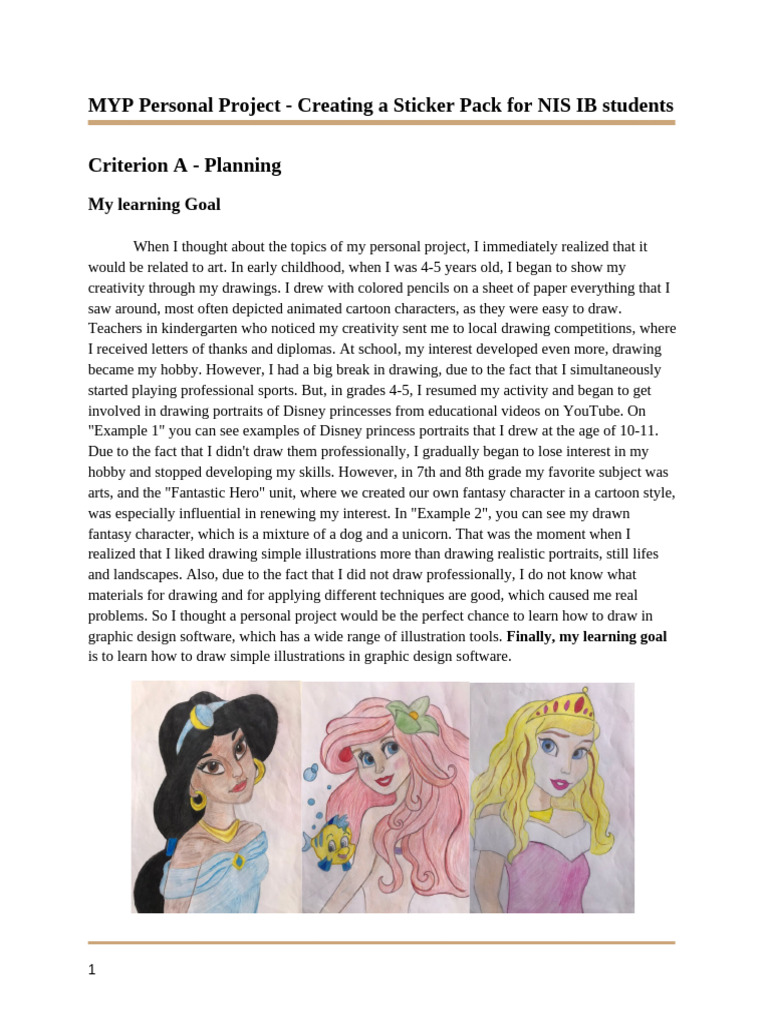 MYP Report - Personal Project 10B | PDF | Graphic Design