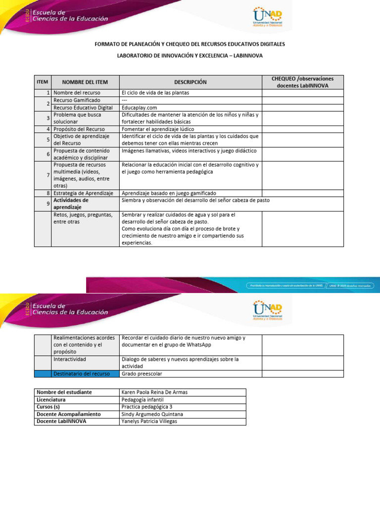 Formato de Planeacion Recursos LABINNOVA | PDF | Educación de la ...