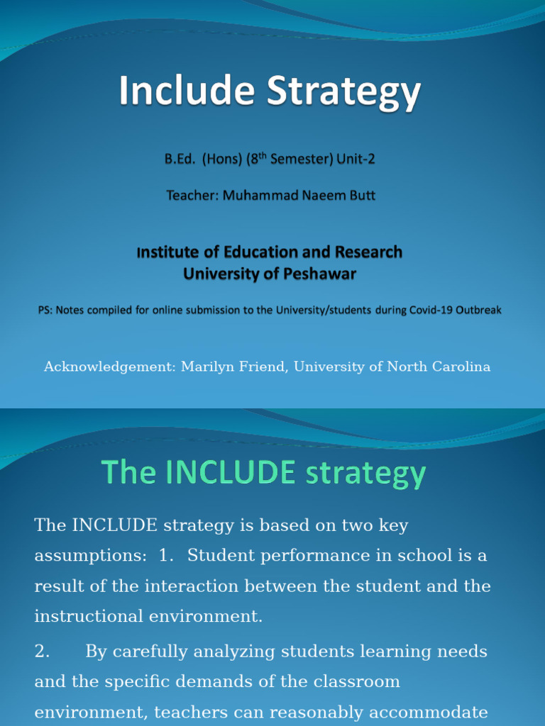 BEd. (Semester 8) Unit 2 - Include Strategy | PDF | Classroom | Learning