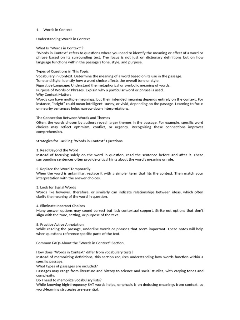 Mastering Words in Context for SAT | PDF | Sat | Reading Comprehension