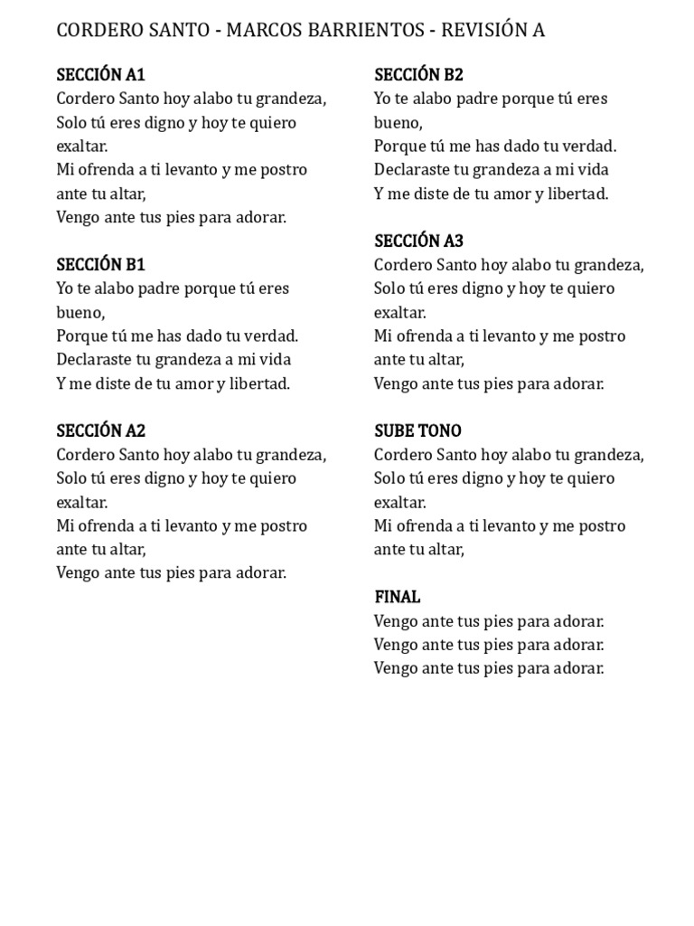 Cordero Santo - Rev A | PDF