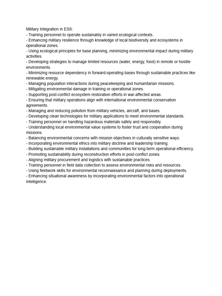 Military Integration in ESS | PDF