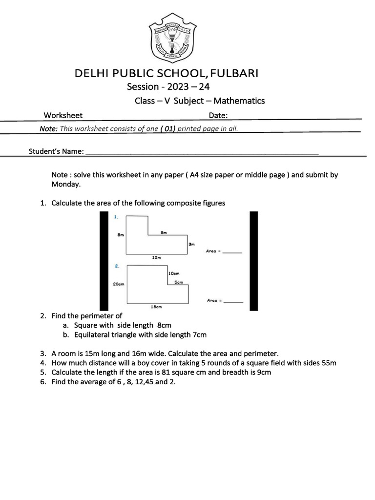 Worksheet Class 5 | PDF